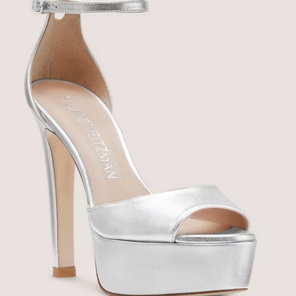 Stuart Weitzman Metallic Silver High Heels - Gem